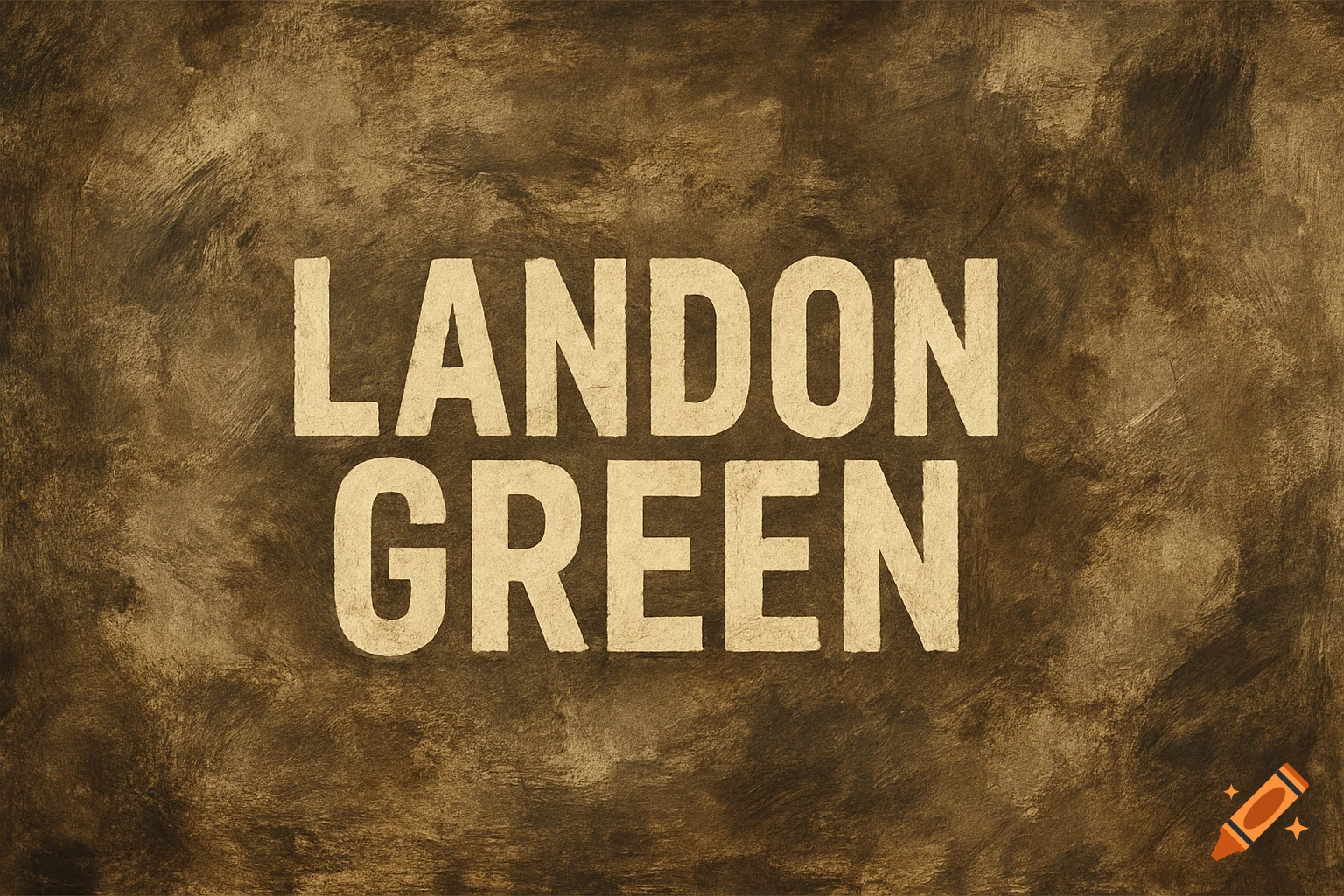 The name 'Landon Green' in distressed white block letters on a textured ...