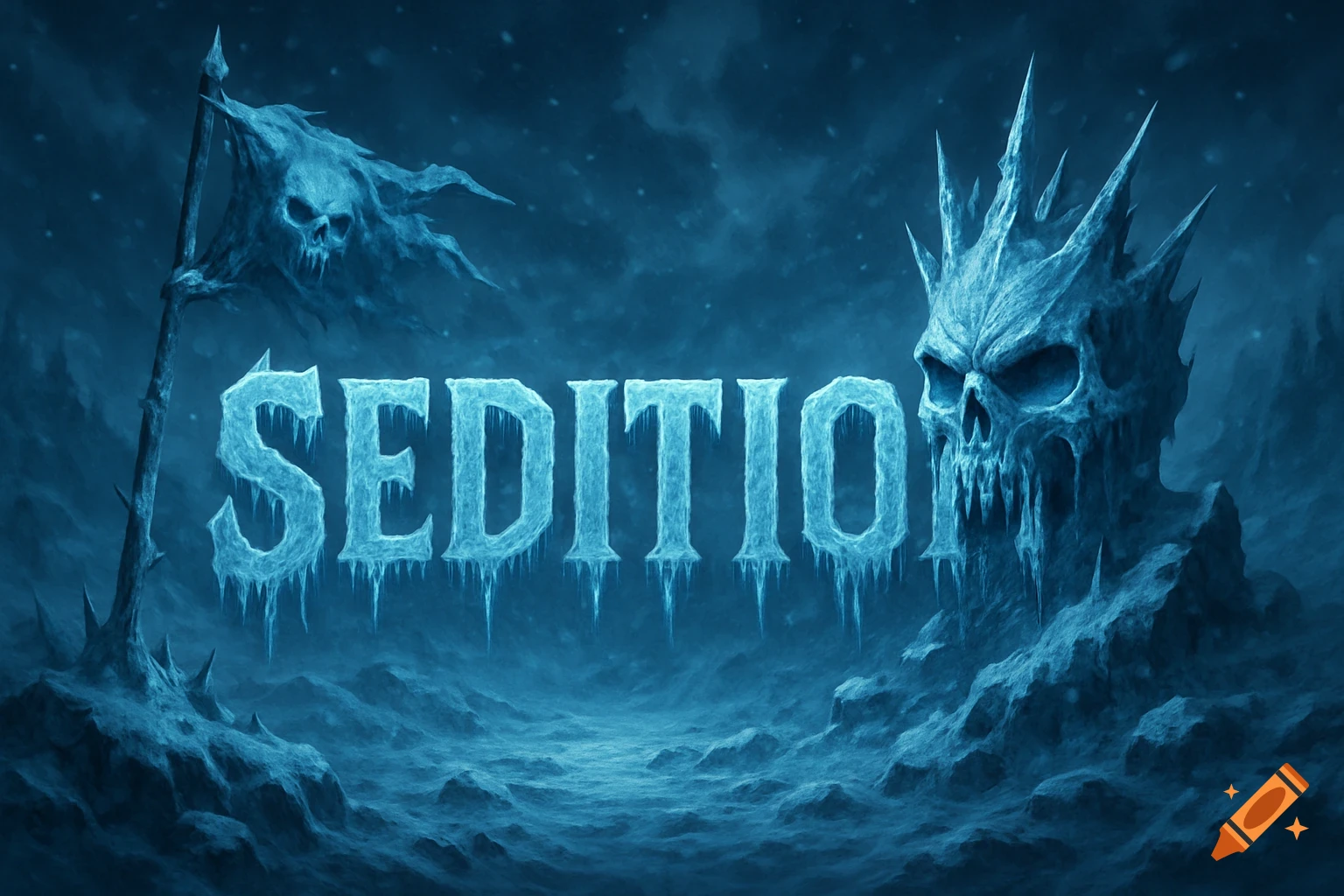Frost-themed fantasy artwork showing the word SEDITION in icy letters ...