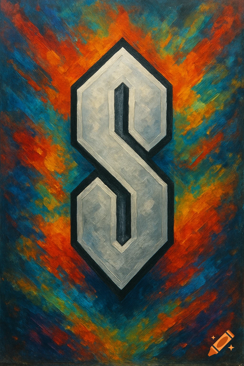 A silver, geometric Cool S symbol with a black outline, set against a ...