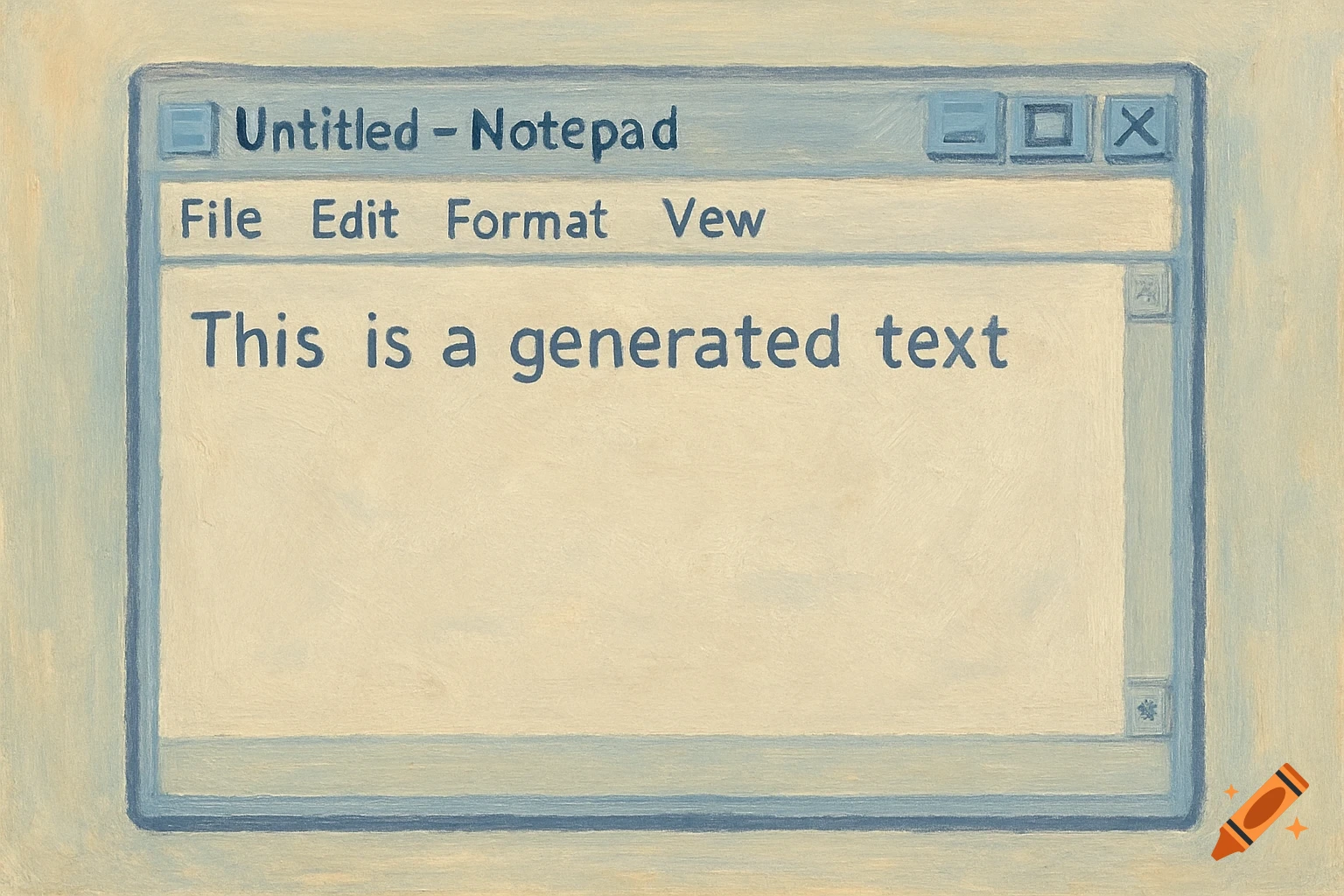 A painting of a Windows Notepad window displaying the text 'This is a generated text'. on Craiyon