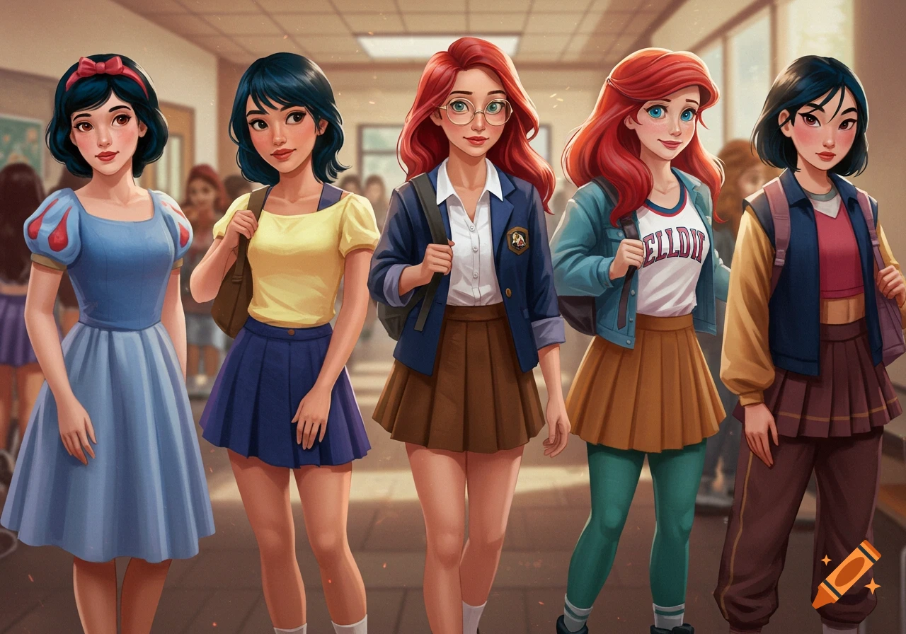 Five animated Disney princesses, including Snow White and Ariel ...