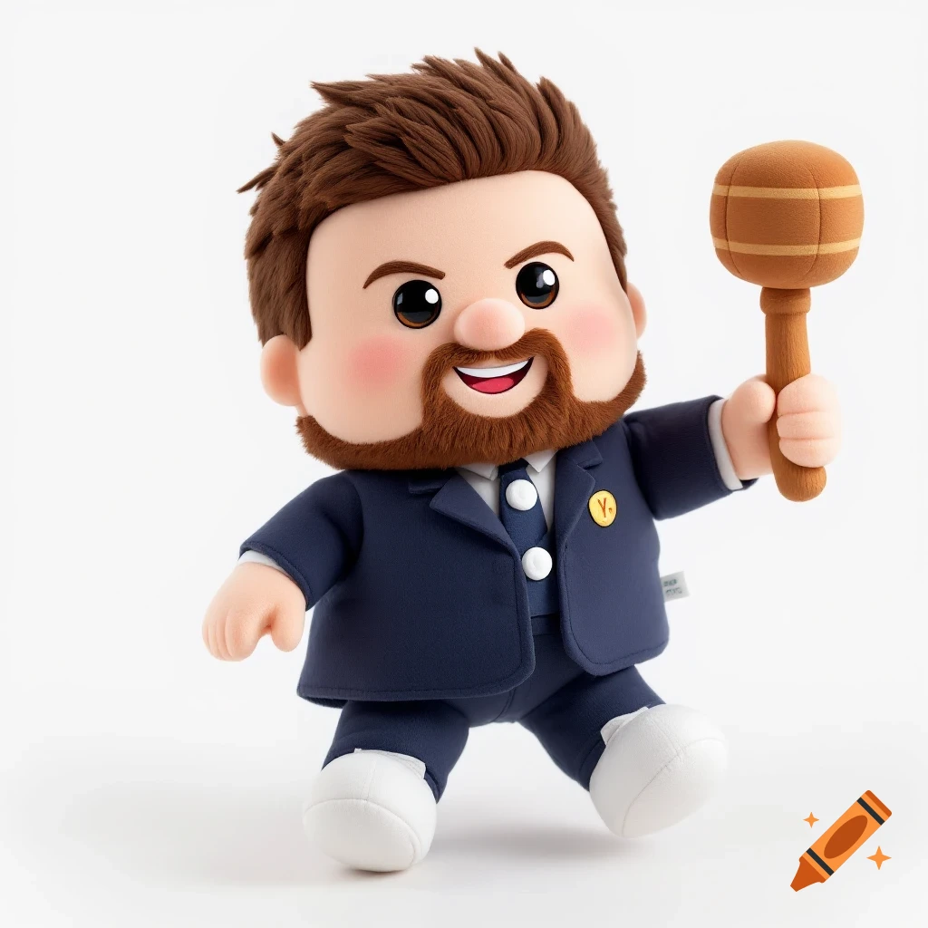 A cute, stylized plushie of JD Vance, with brown hair and beard ...