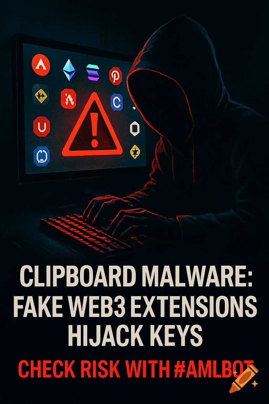 A shadowy figure in a hoodie sits at a computer, typing on a keyboard ...