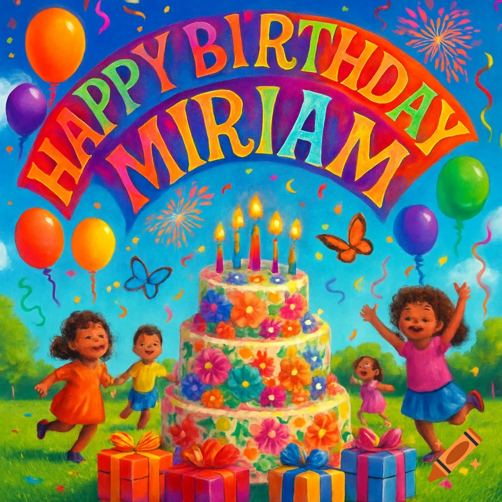 A painterly birthday cake with lit candles, 'Happy Birthday Becky ...