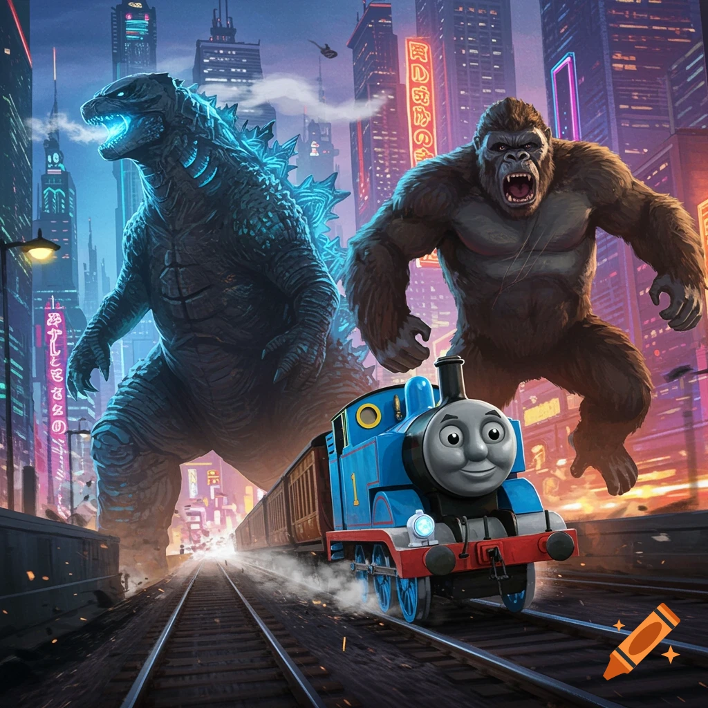 Thomas the Tank Engine standing in the bridge of a futuristic spaceship ...