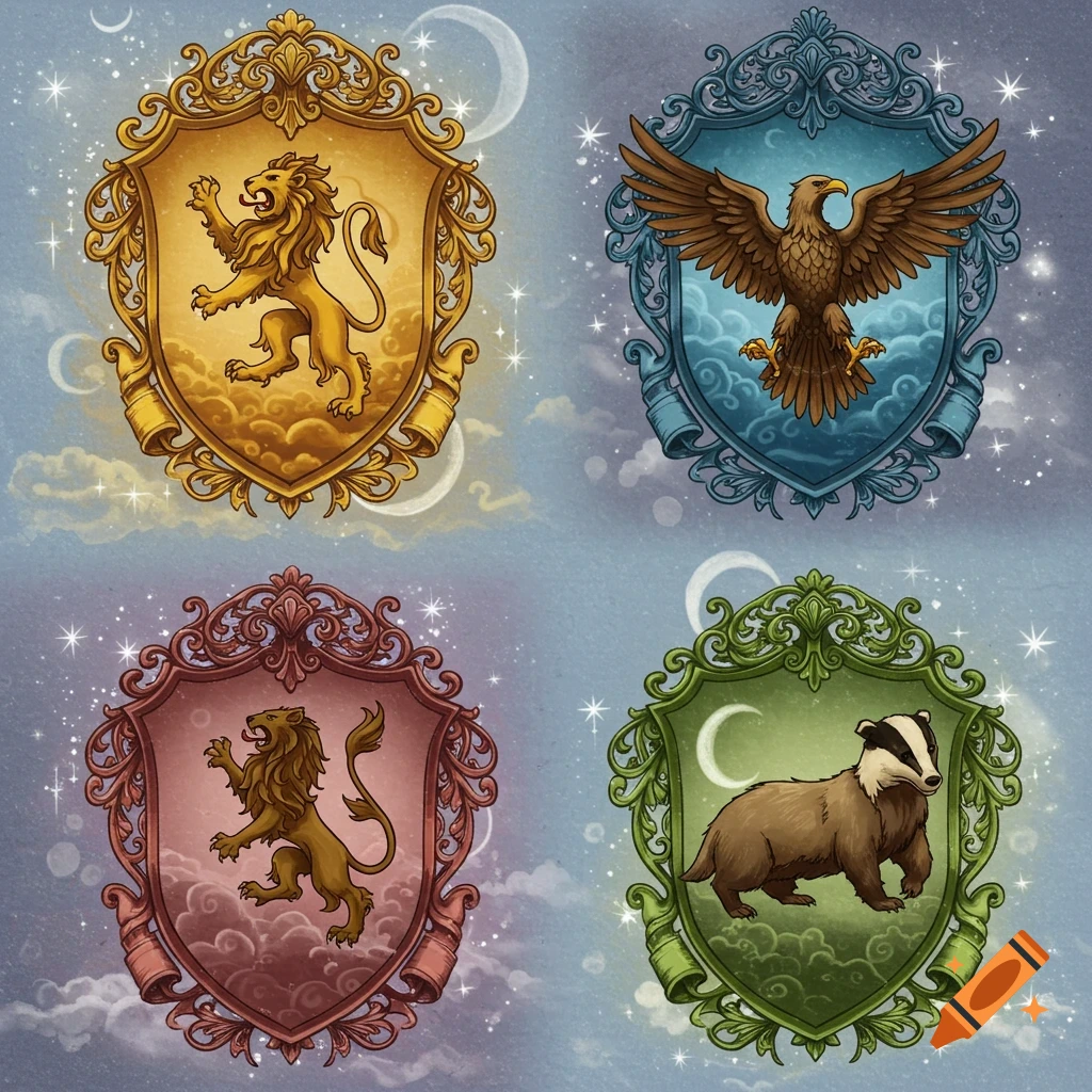 A vibrant illustration of diverse celestial mythical creatures ...