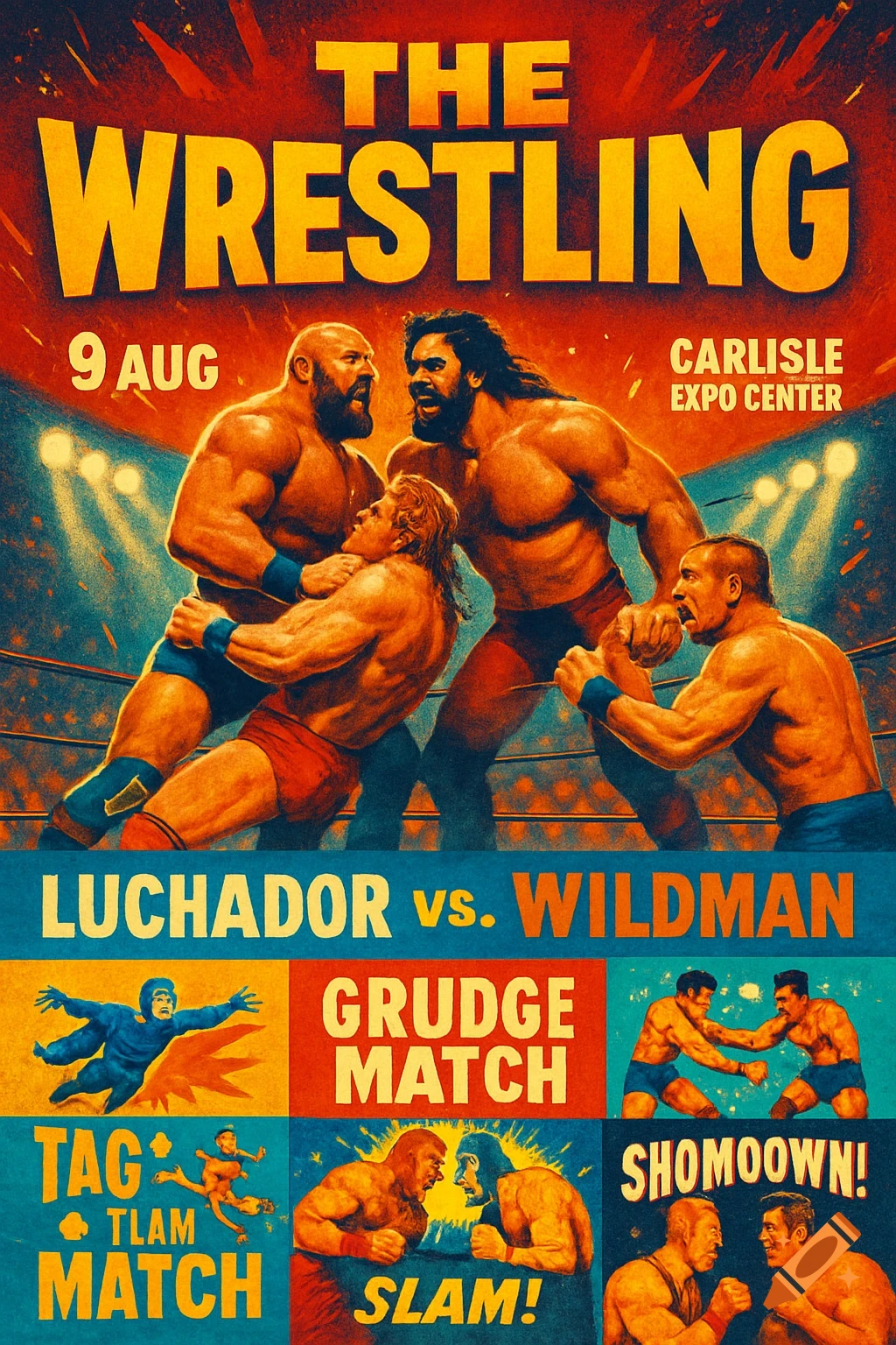 Vintage poster of a sumo wrestler, with British and Irish flags and ...