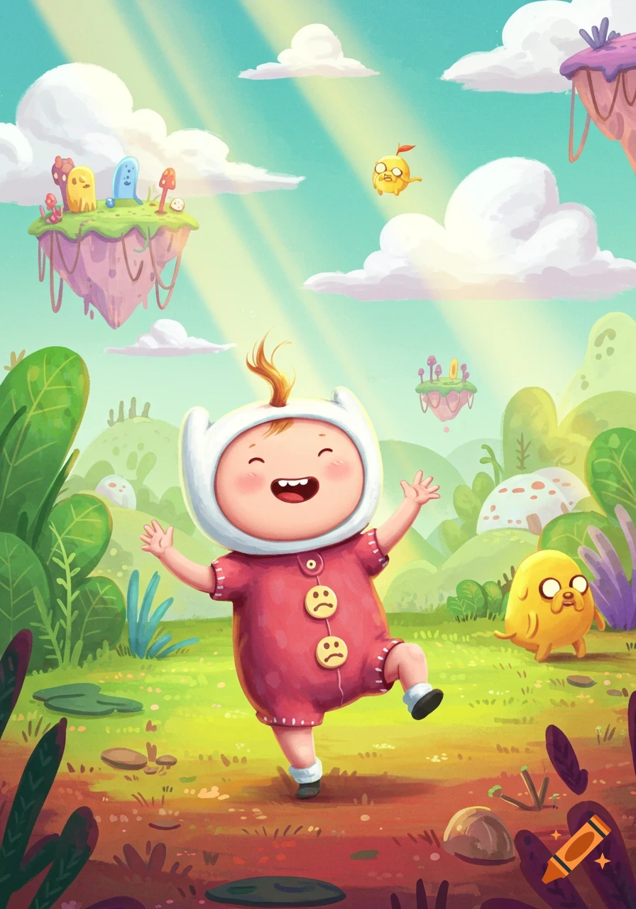 A vibrant, whimsical Nickelodeon cartoon scene depicting numerous ...