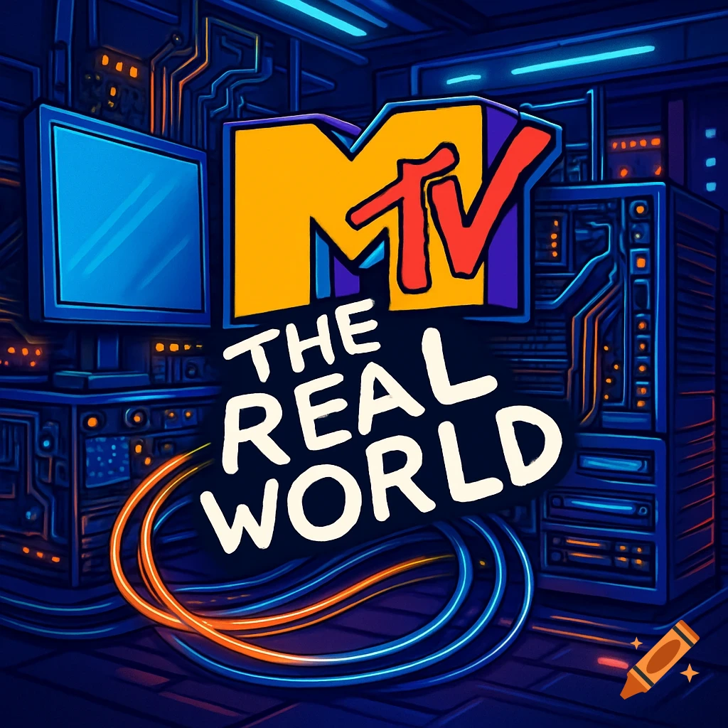 The MTV The Real World logo in a vibrant, stylized art style, set ...
