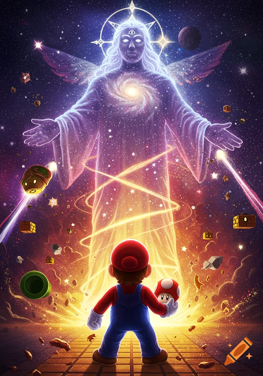 Mario, holding a glowing lantern, explores a dark catacomb filled with ...