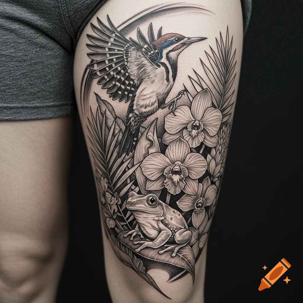 A minimalist black and white tattoo design of two palm trees with fine ...