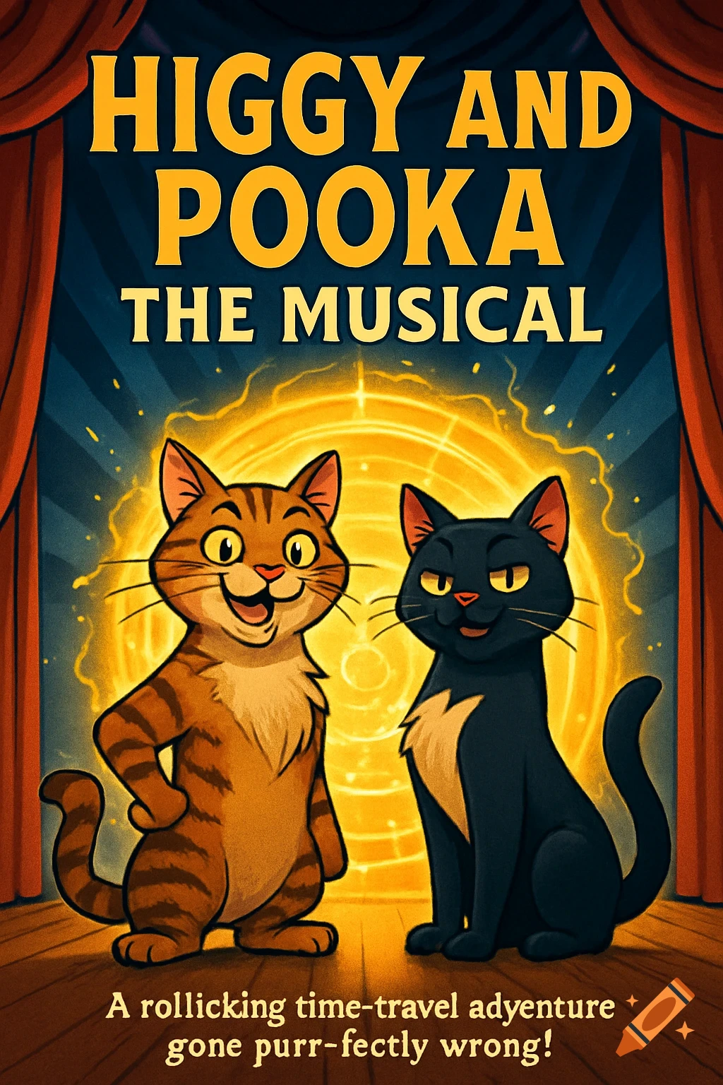 A cartoon poster for "Higgy and Pooka: The Musical" features a brown ...