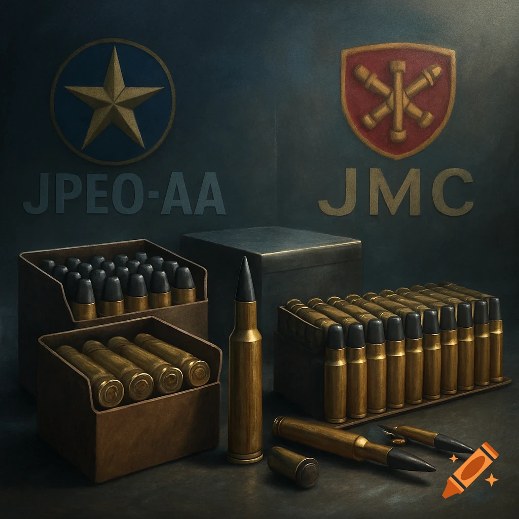Packages and individual rounds of ammunition with 'JPEO-AA' and 'JMC ...