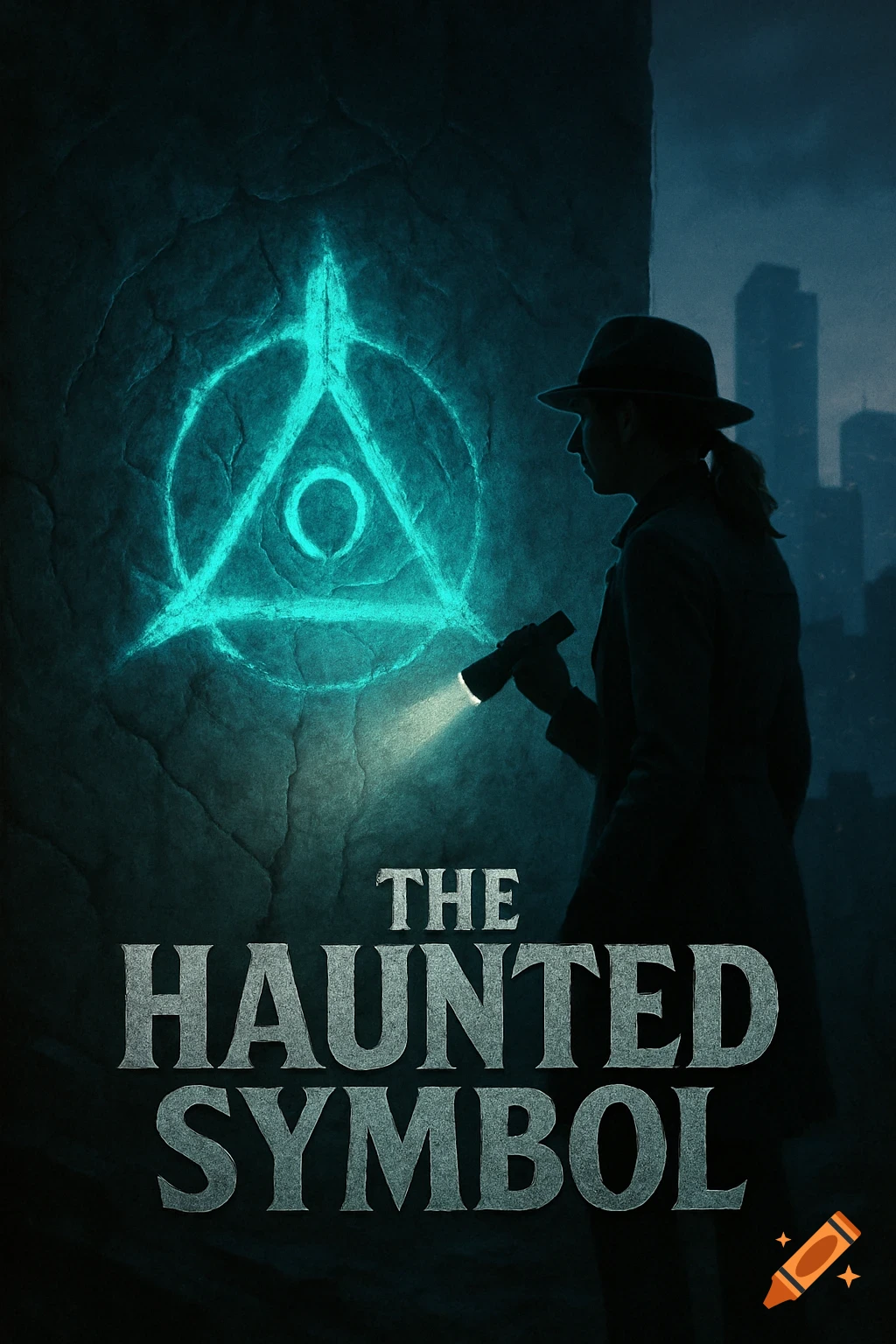 Silhouette of a person with a flashlight illuminating a glowing blue ...