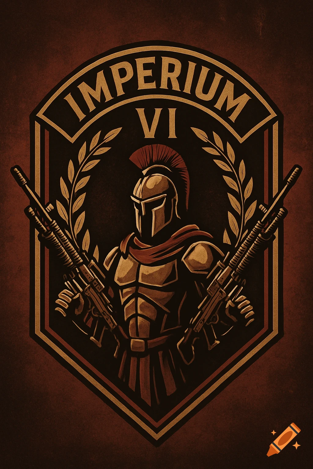 A stylized military logo with a Spartan warrior in armor holding two ...