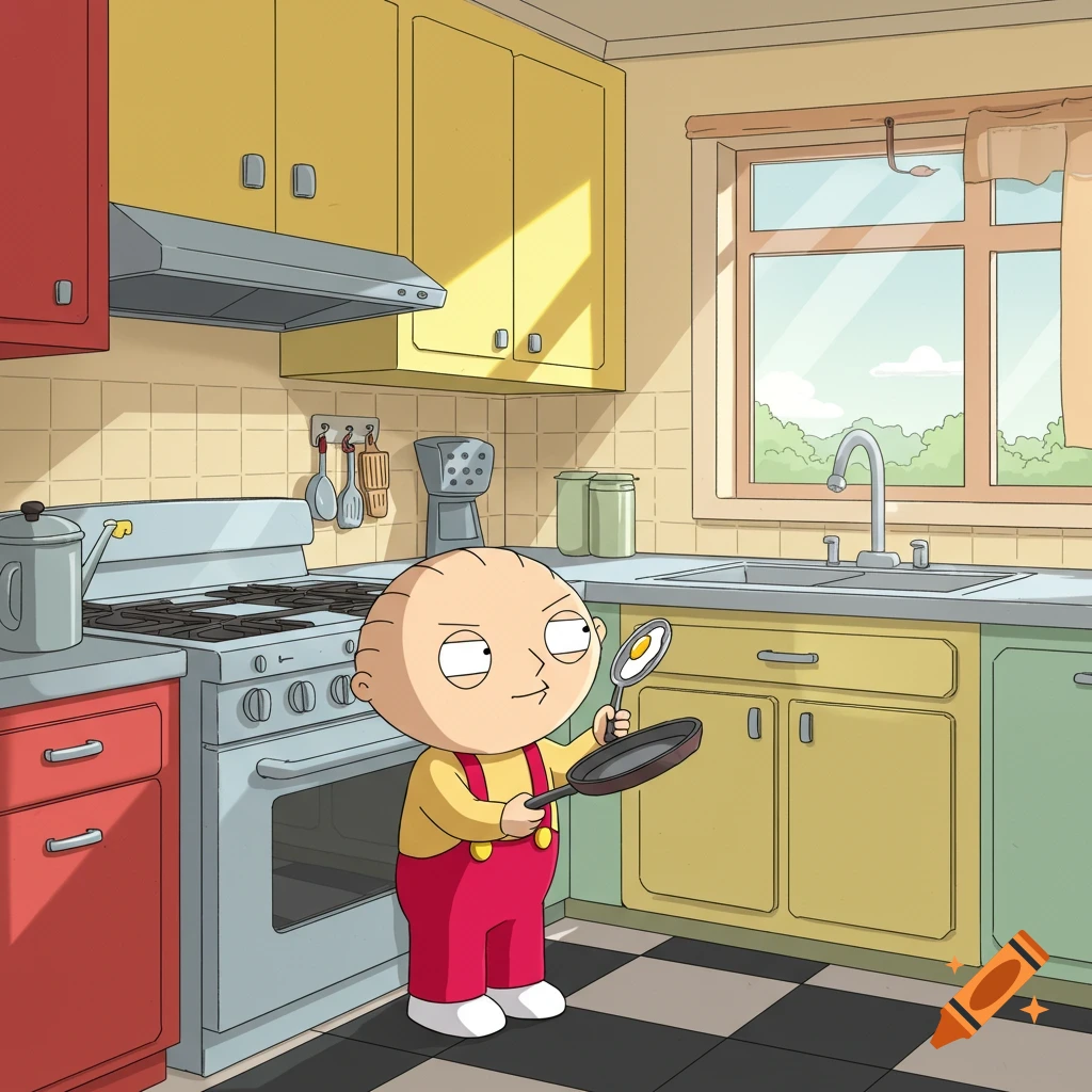 Cartoon of Peter Griffin giving food to smiling African children in a ...