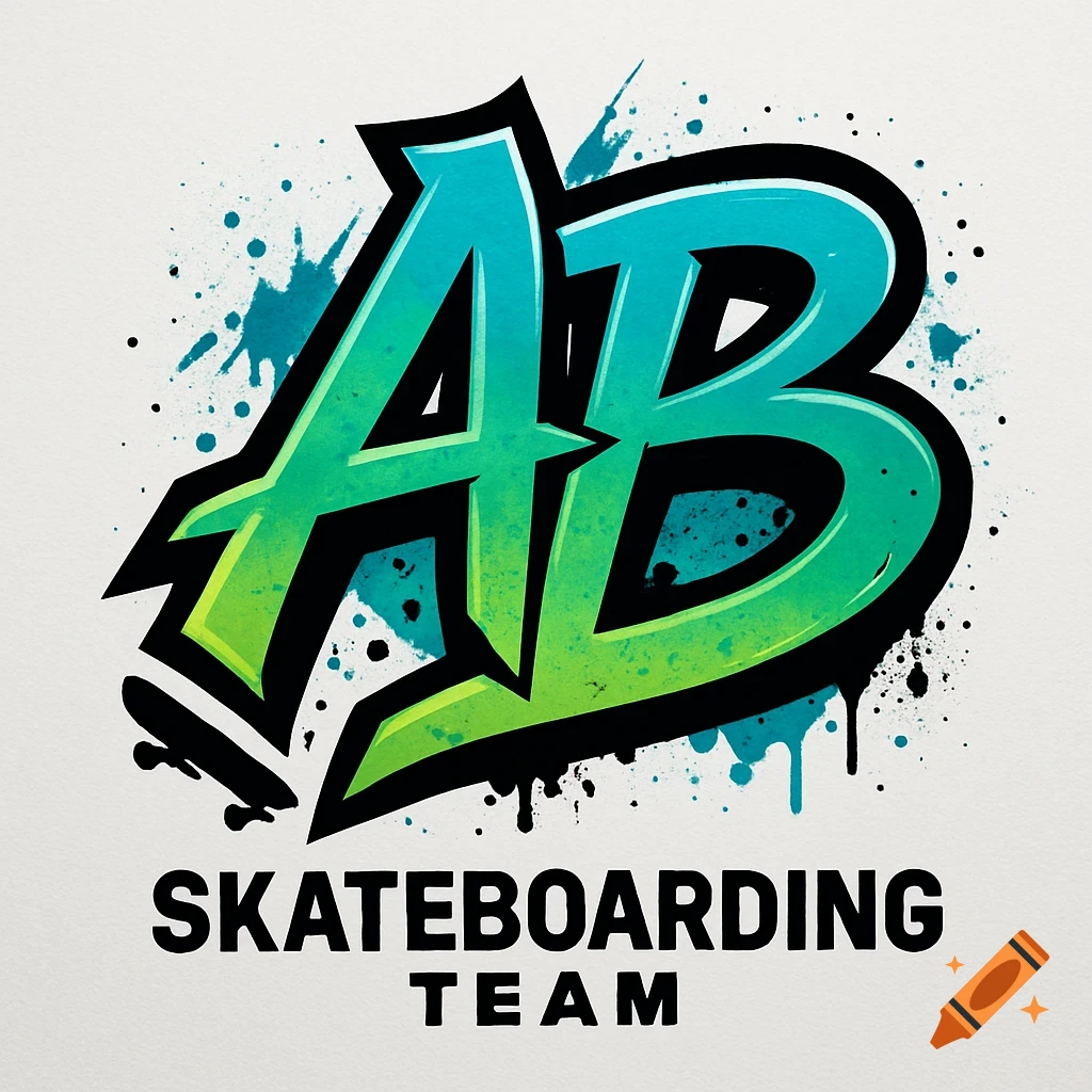 A vibrant green and blue graffiti-style logo with the letters AB and ...