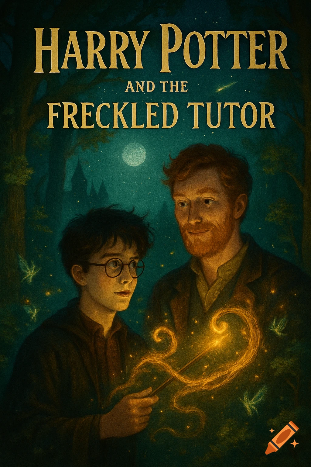 A dark fantasy book cover showing Harry Potter facing three hooded ...