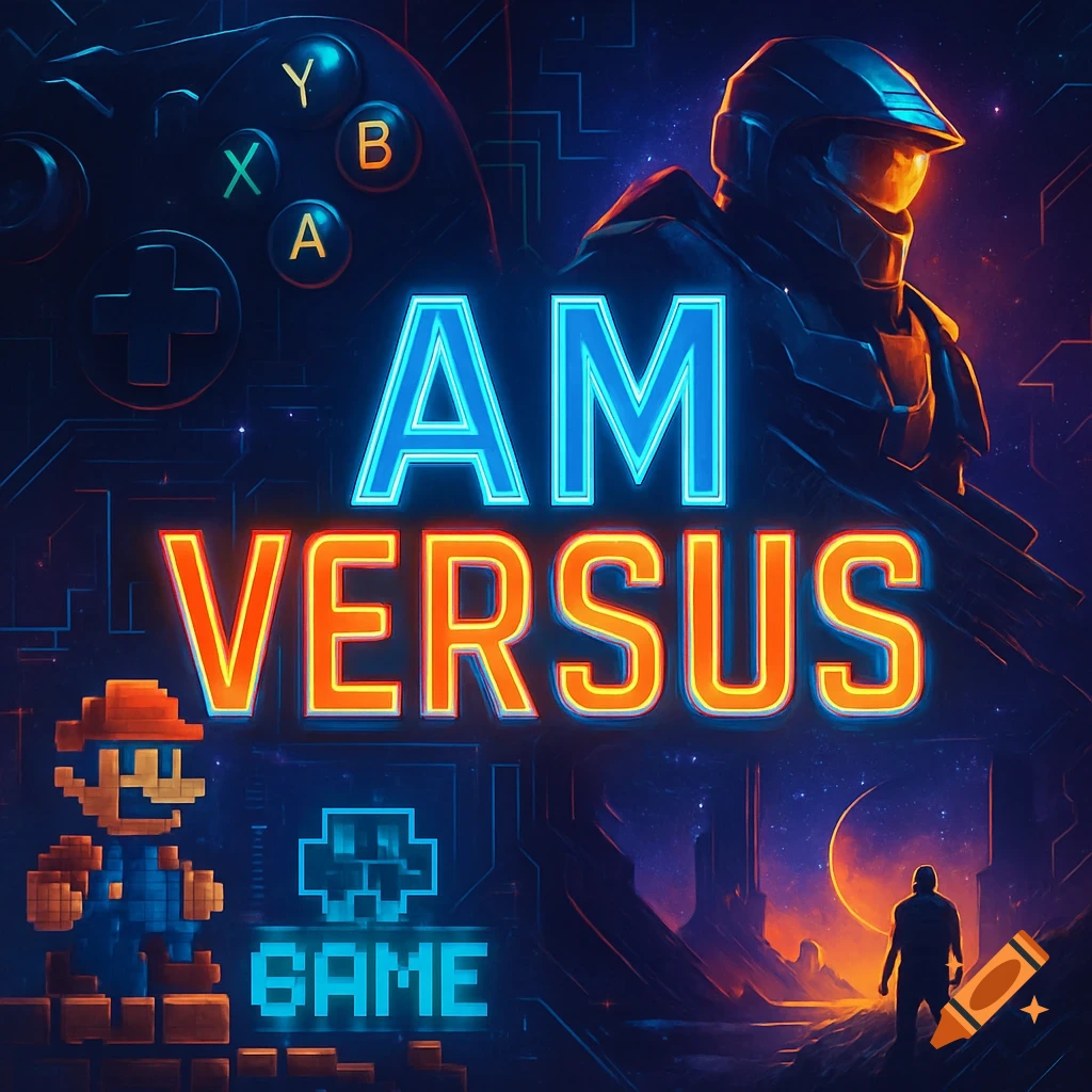 Neon sign with 'ENLIANS', a pixelated Discord logo, and a game ...