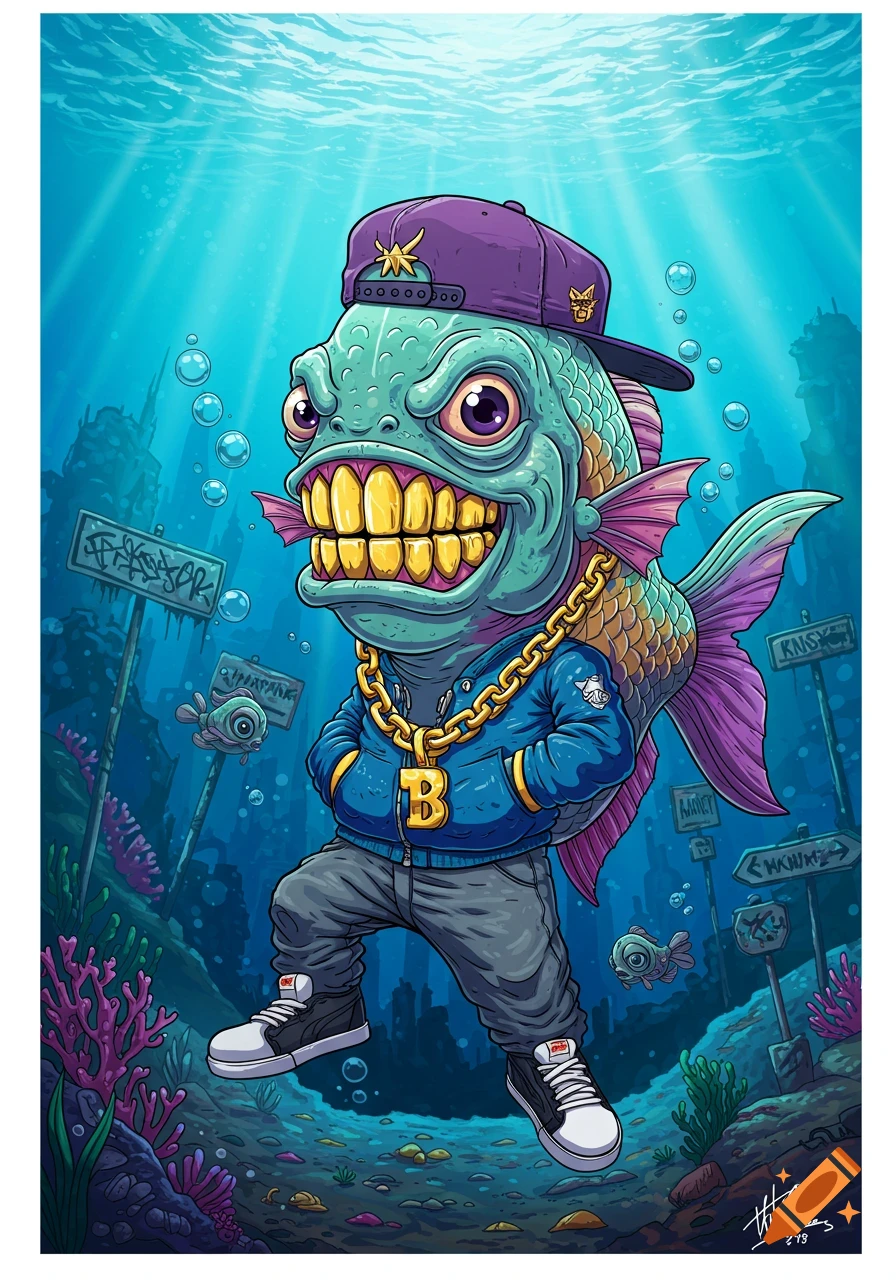 Puffer+fish+cartoon+gif created on Craiyon