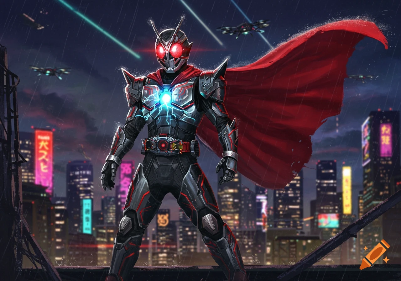 Kamen+rider+skull+man created on Craiyon