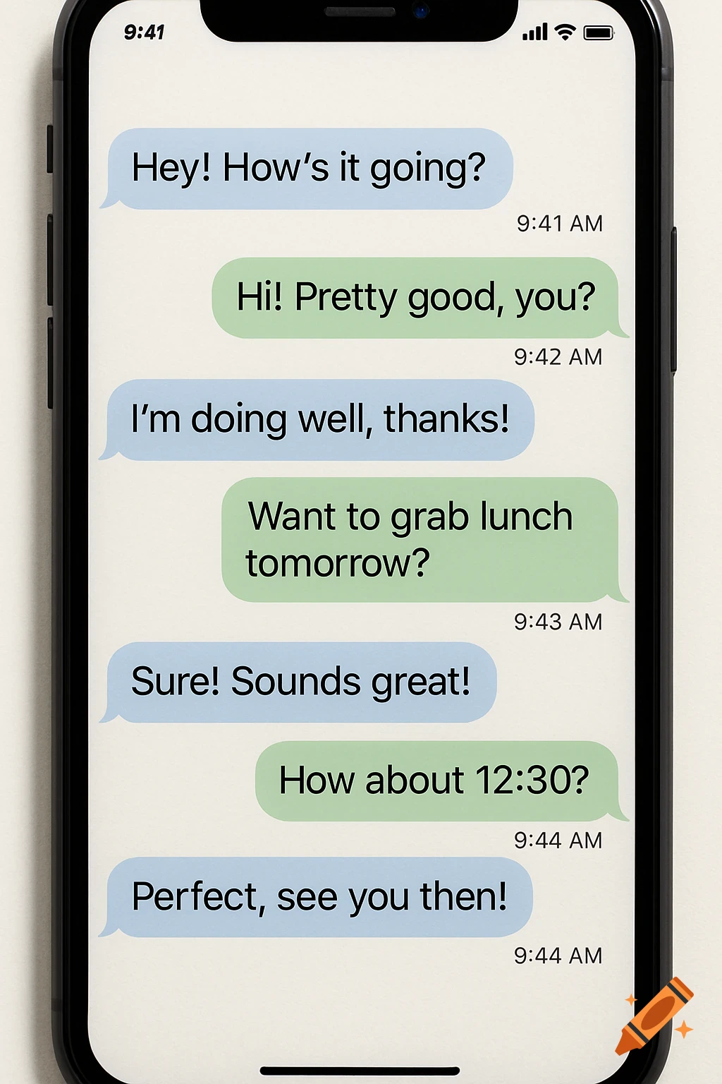 A close-up shot of an iPhone screen displaying a text message ...