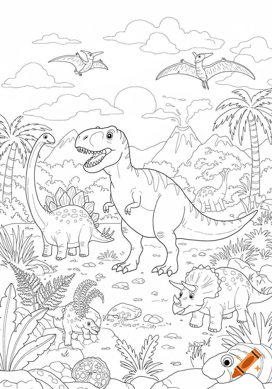 A coloring page showing the Earth surrounded by various animals, plants ...