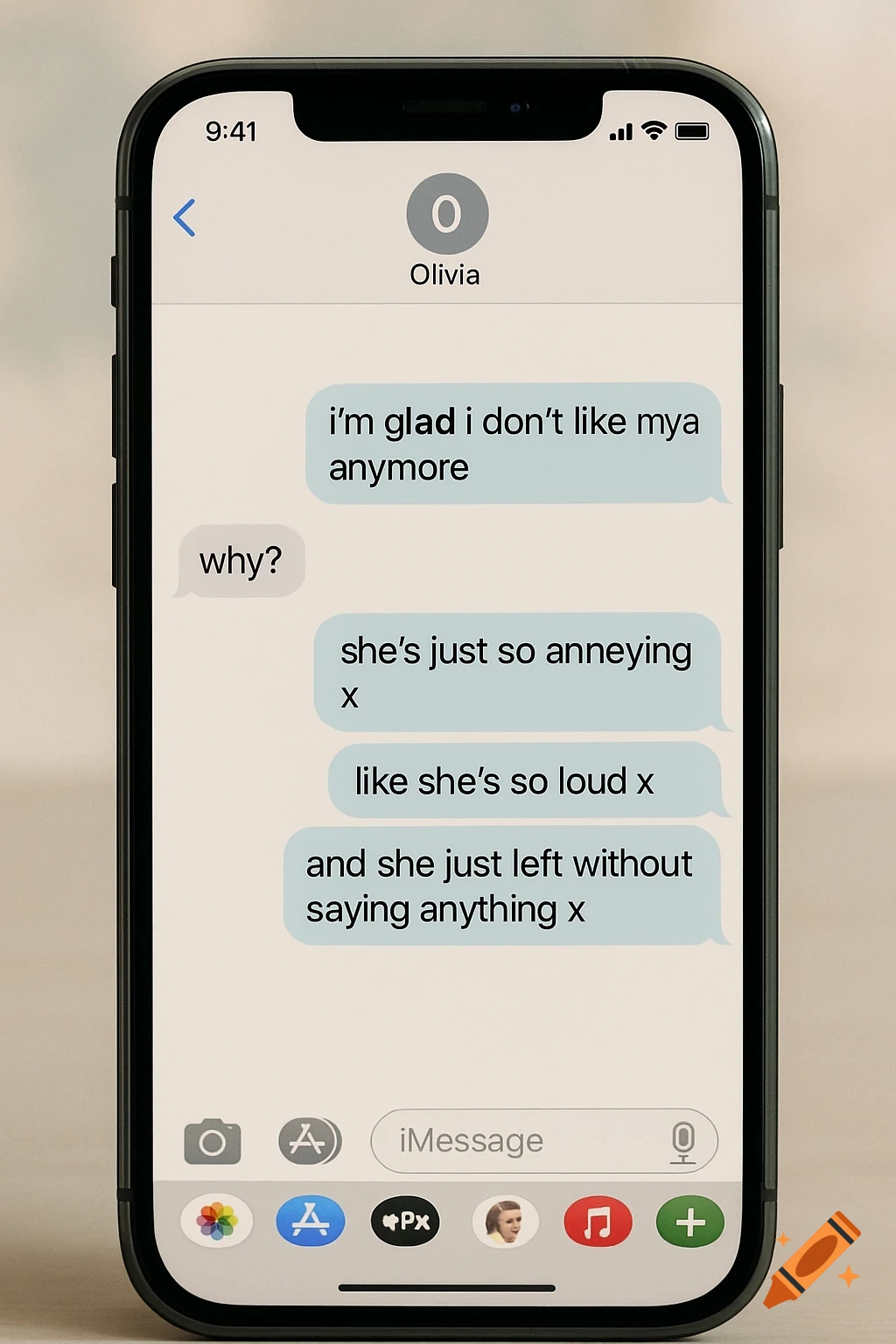 A close-up shot of an iPhone screen displaying a text message ...