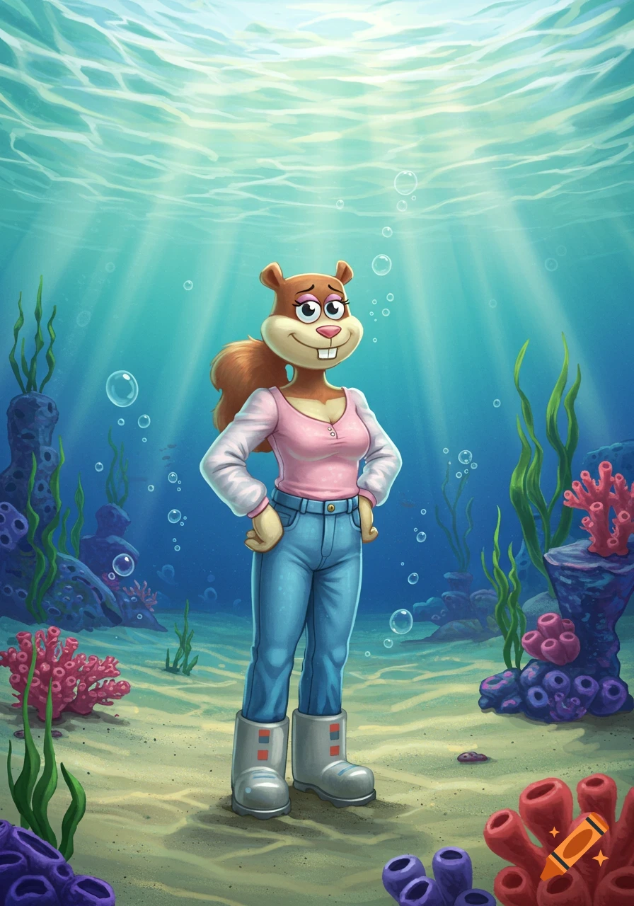 Cartoon of Sandy Cheeks in a spacesuit and Plankton in a tuxedo ...