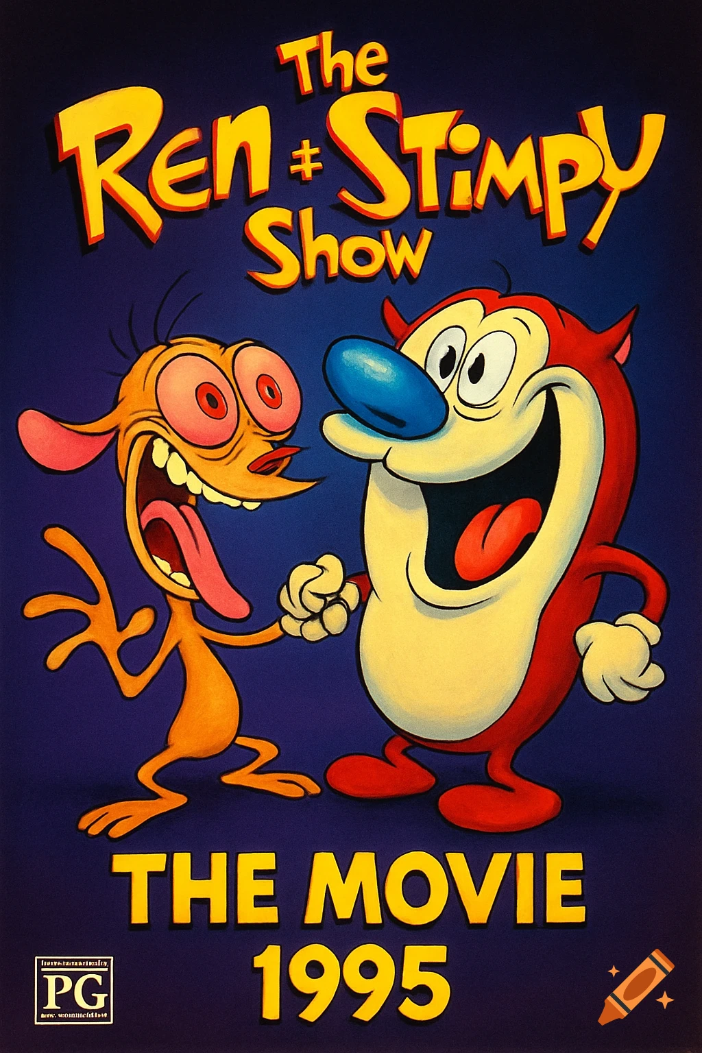 A colorful movie poster for "The Ren & Stimpy Show: The Movie 1995" featuring Ren and Stimpy ...