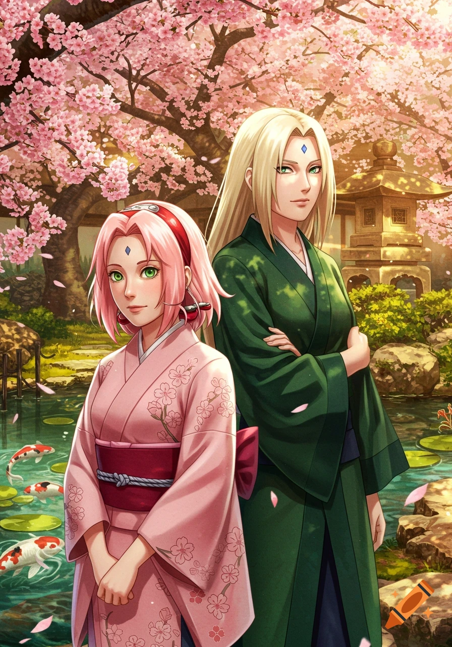 Itachi Uchiha and Usagi Tsukino, in anime style, sit napping under a ...