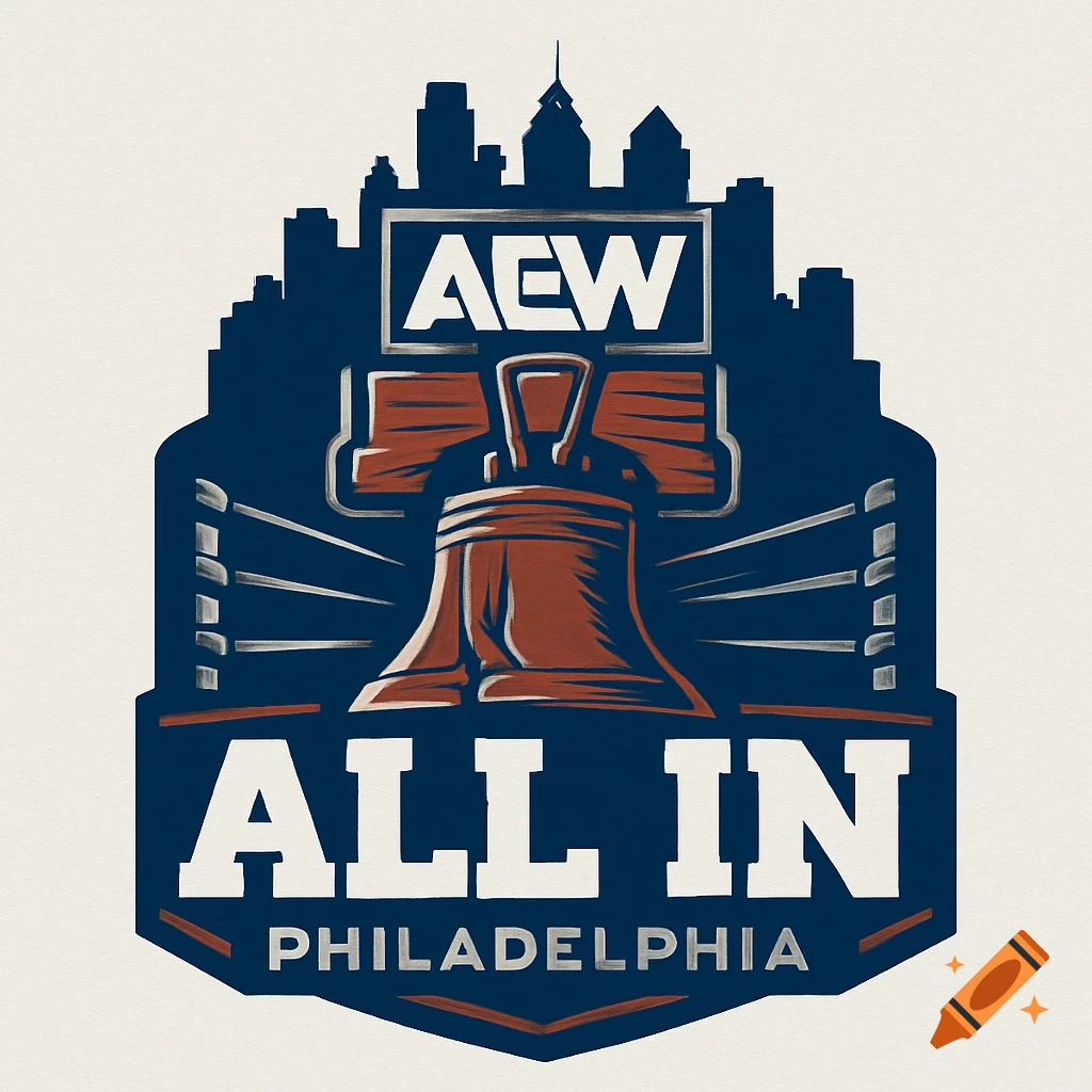 A detailed logo for AEW Full Gear Philadelphia on a brick wall ...