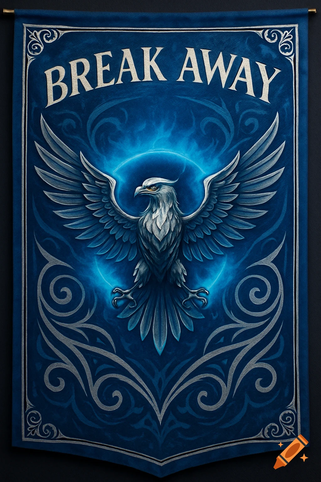 A detailed, grungy coin with an embossed eagle and the words 'OLYHAWK ...