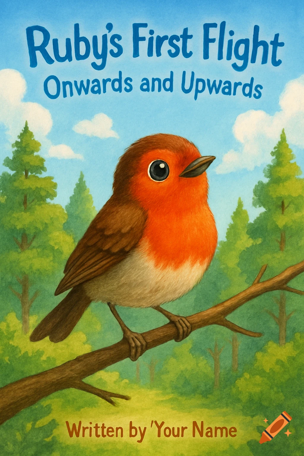 Illustrated children's book cover titled 'Ruby's First Flight ...