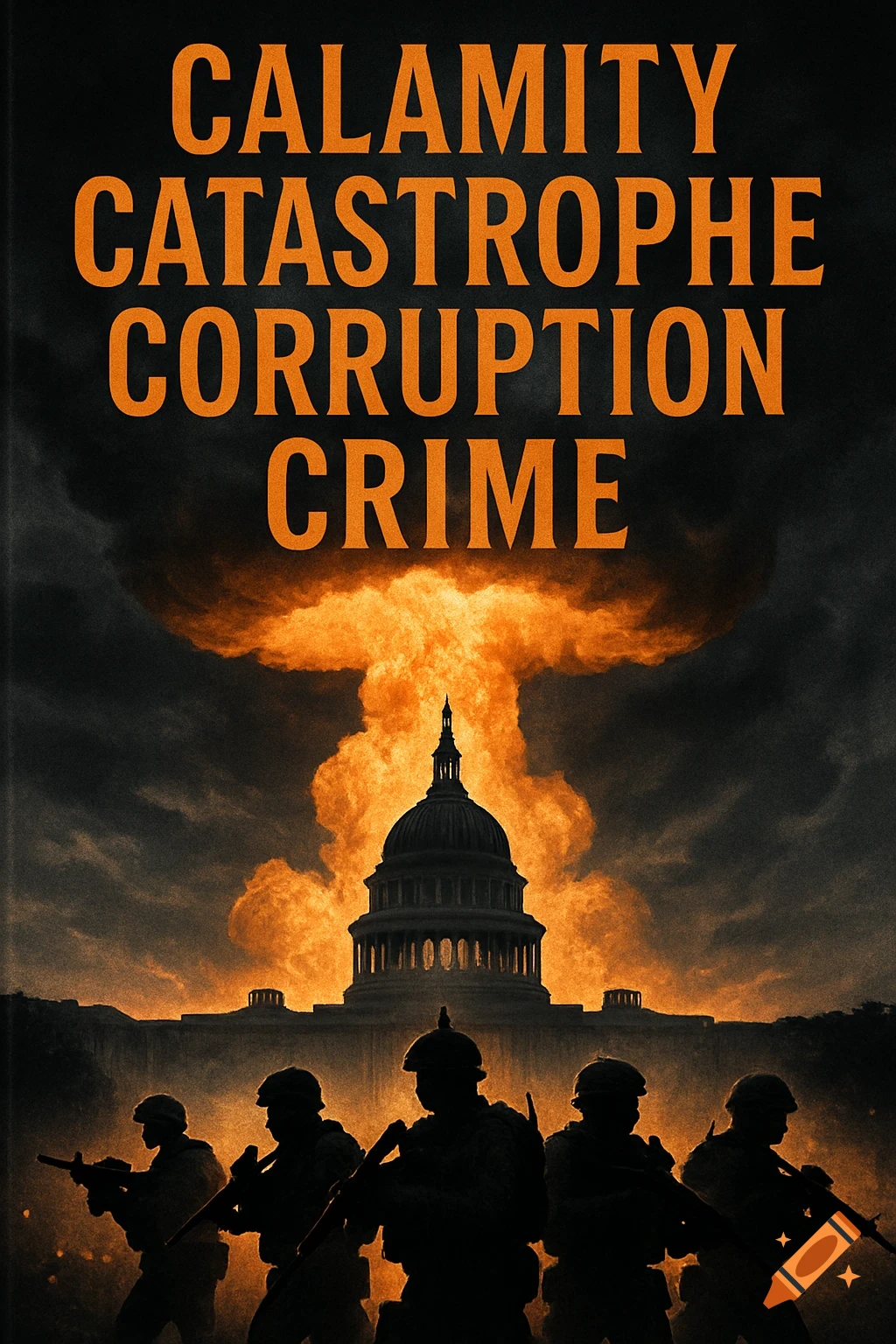 A dramatic book cover showing the Capitol building under a mushroom ...