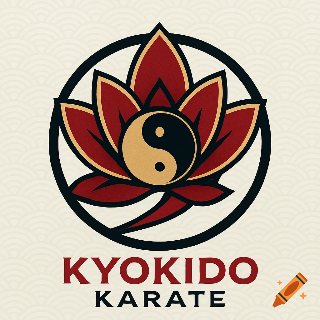 Logo for Kyokido Karate: a red lotus with a Yin-Yang symbol inside a ...