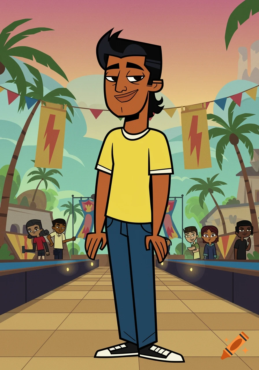 Goofy cartoon man with raised eyebrows, expressive smile, and textured ...