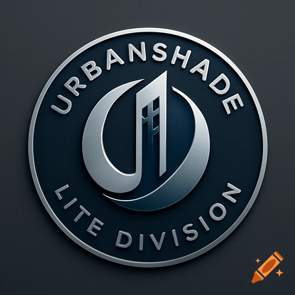 A silver metallic circular logo with 'URBANSHADE LITE DIVISION' text ...