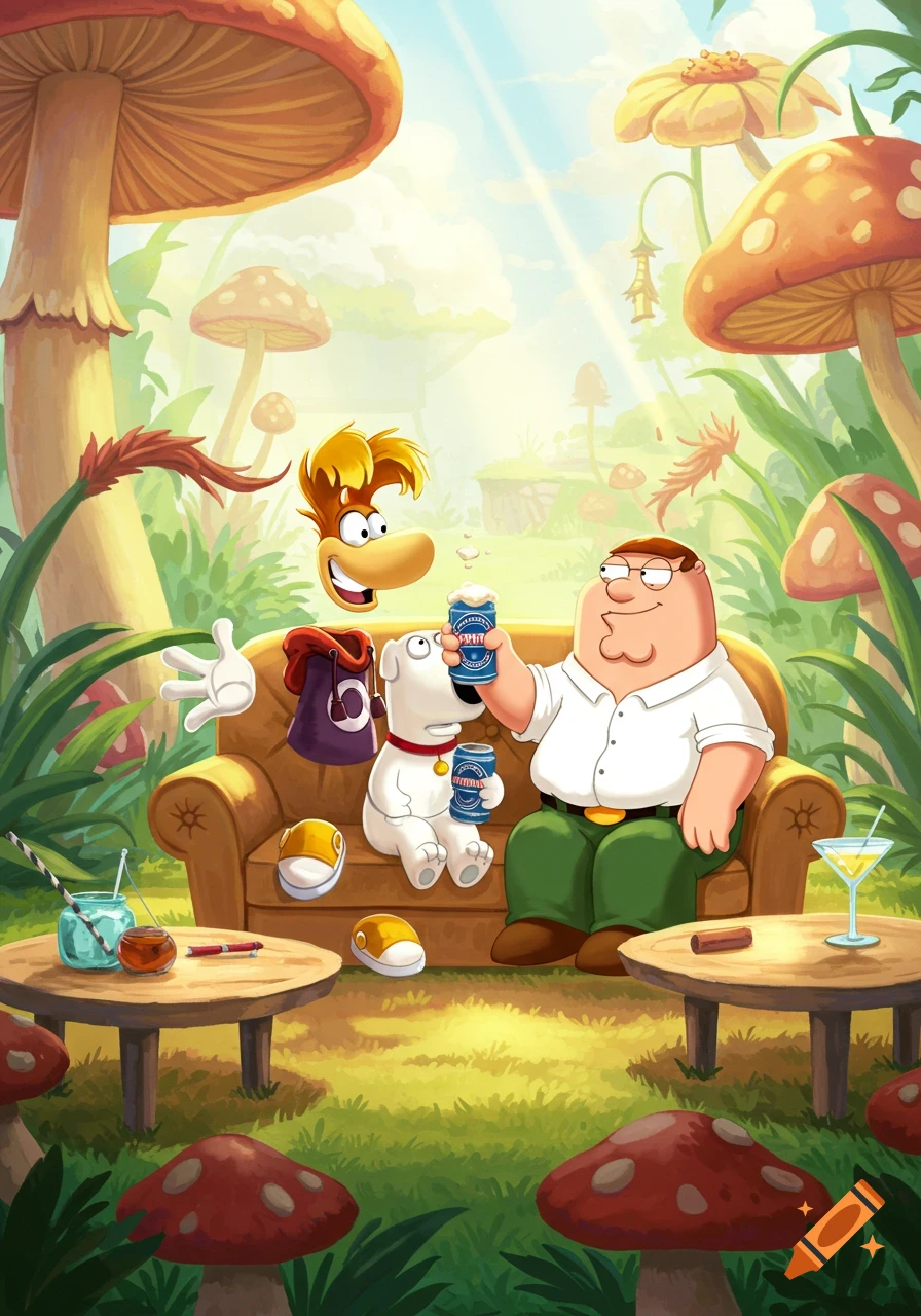 3D rendered image of Peter Griffin and Brian from Family Guy standing ...