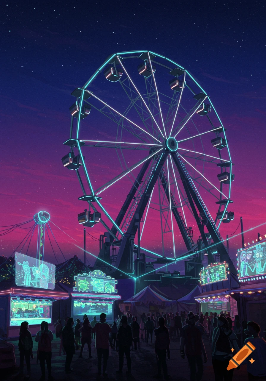 A vibrant community festival in a sunny park with families, children ...