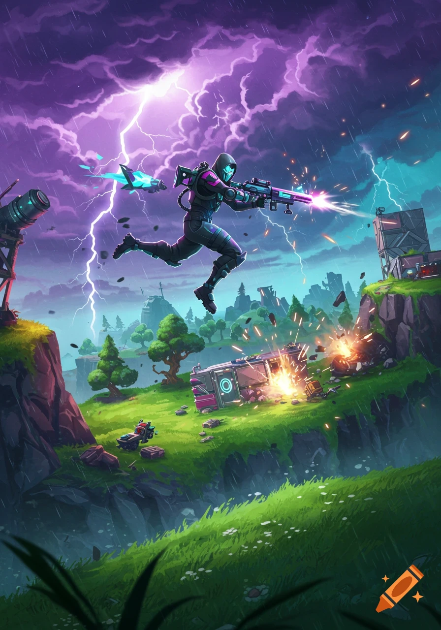 Two stylized pistols, one pink and one lime green, crossed over each ...