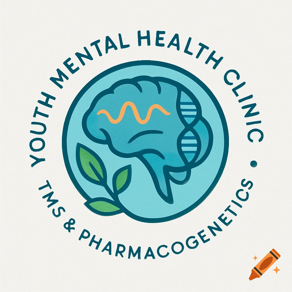 Circular logo for Youth Mental Health Clinic with a stylized blue brain ...