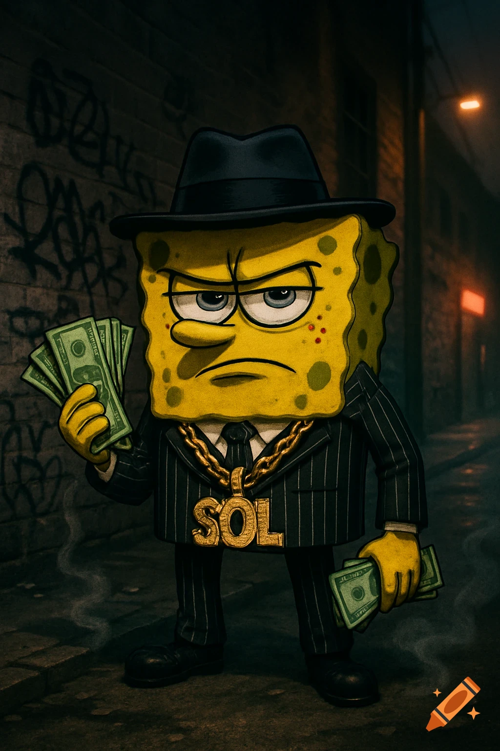 A heavily tattooed Simpsons-style character in a black cap, sunglasses ...