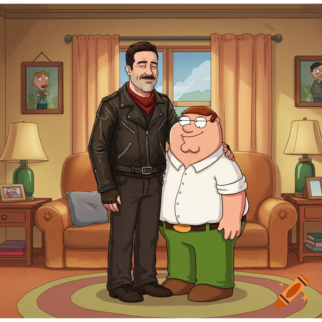 Cartoon of Peter Griffin giving food to smiling African children in a ...