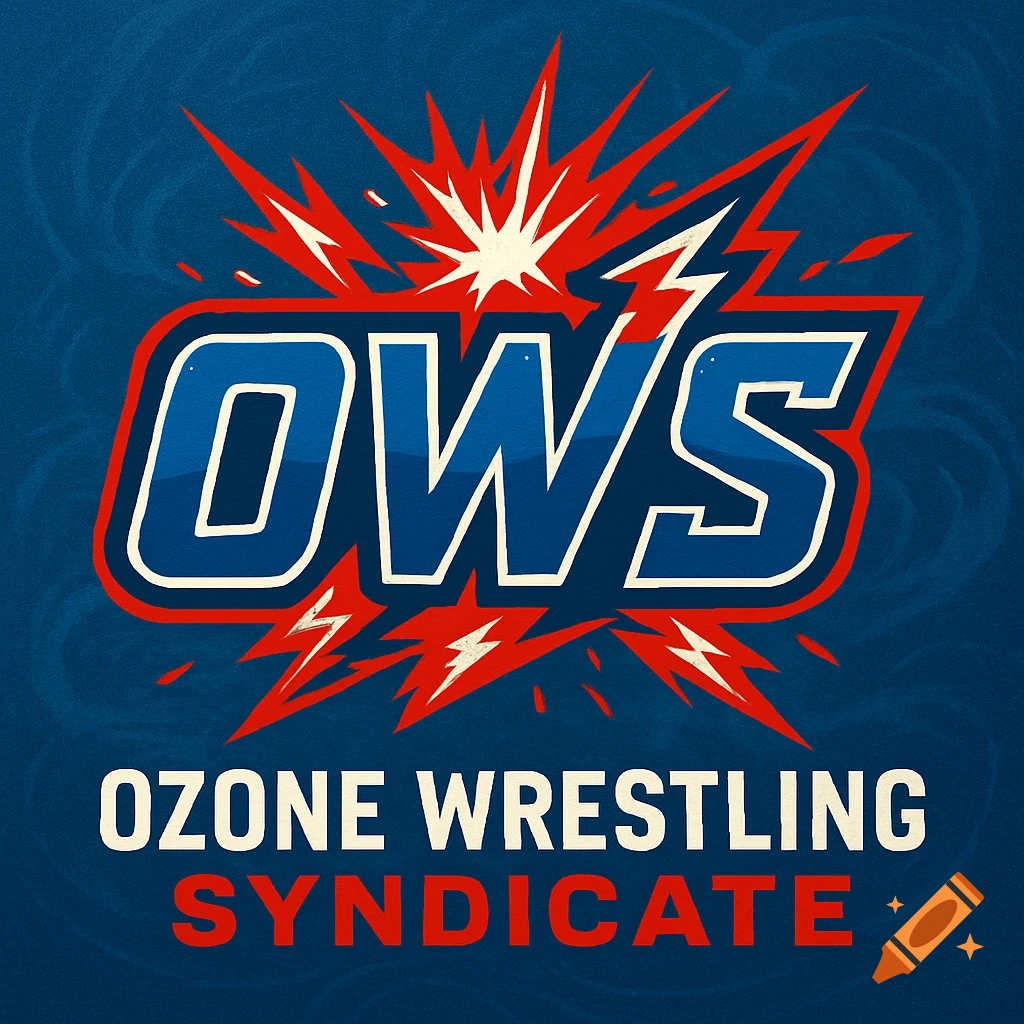 Logo for Ozone Wrestling Syndicate (OWS) with red explosion design on a ...