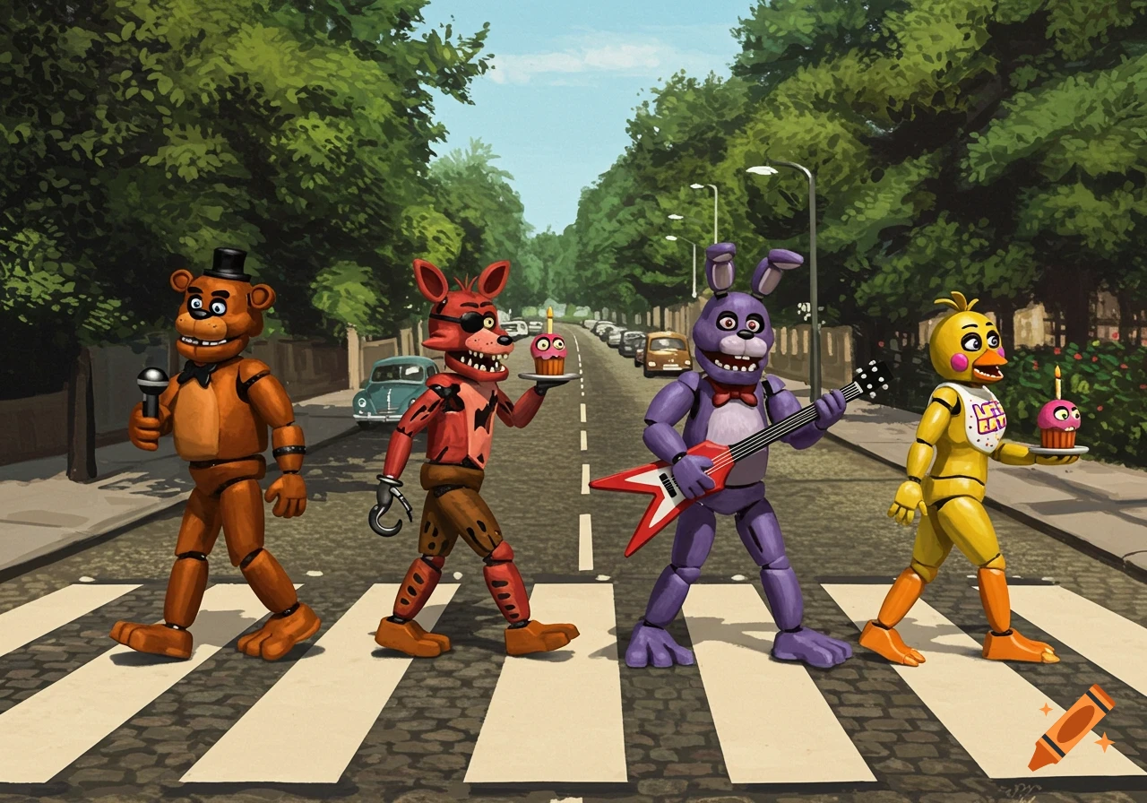 Freddy Fazbear, Foxy, Bonnie, and Chica from Five Nights at Freddy's ...