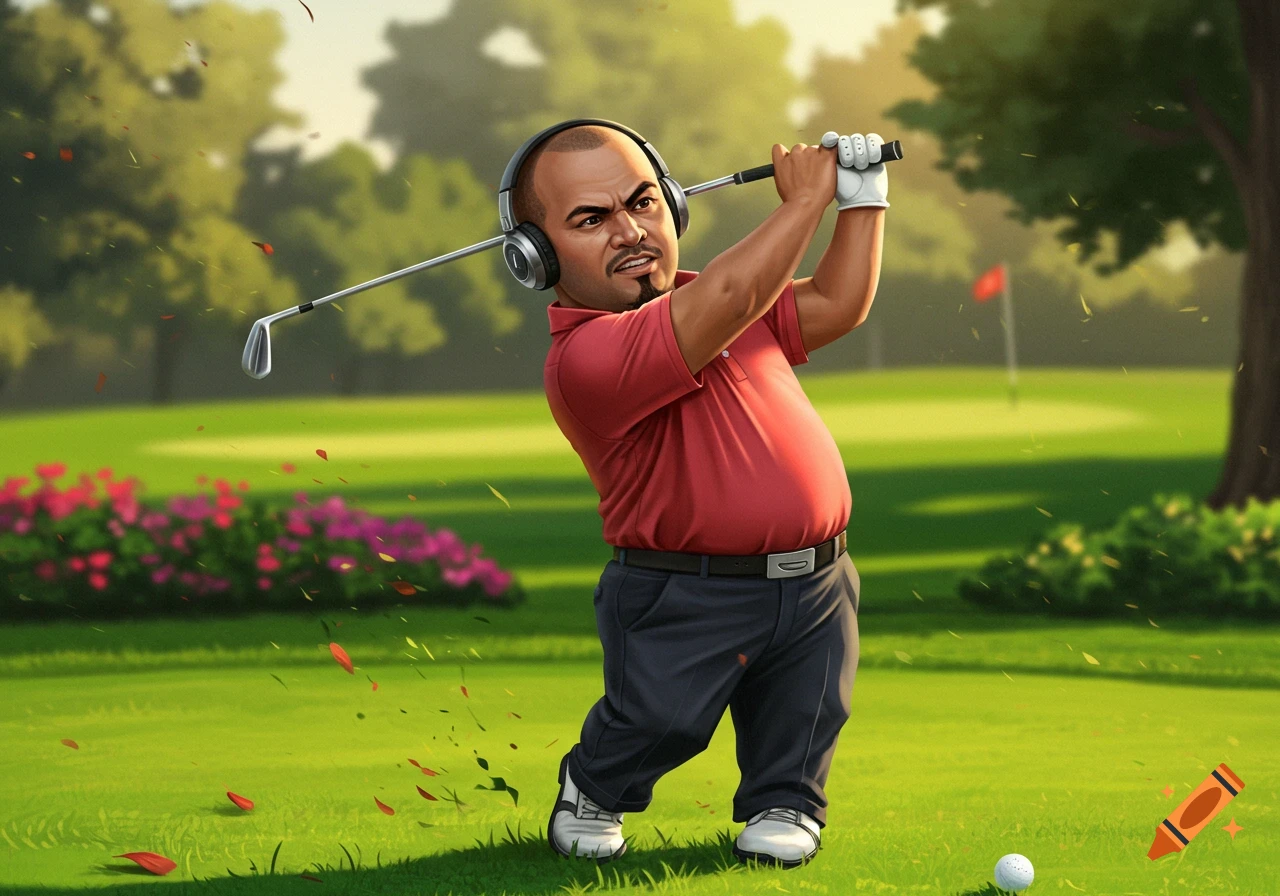 An angry 3D cartoon golf ball character with black eyes, a frown, and ...