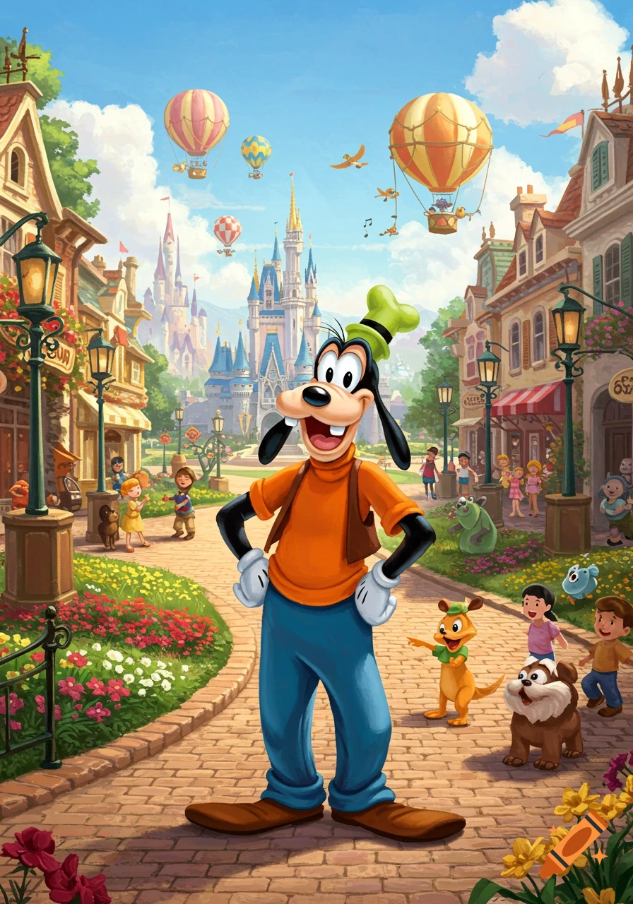 Mickey and Minnie Mouse topiaries in a vibrant garden with a Disney ...