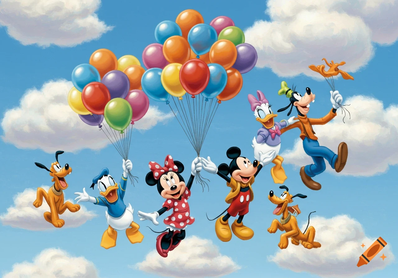 Mickey Mouse, Minnie Mouse, Donald Duck, Daisy Duck, Goofy, and Pluto ...