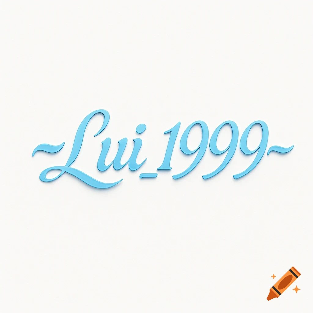 Baby blue text '~Lui_1999~' in a flowing script font with a subtle 3D ...